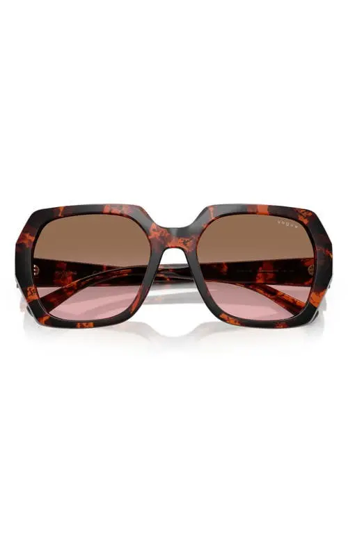 VOGUE 55mm Irregular Sunglasses - Red Havana