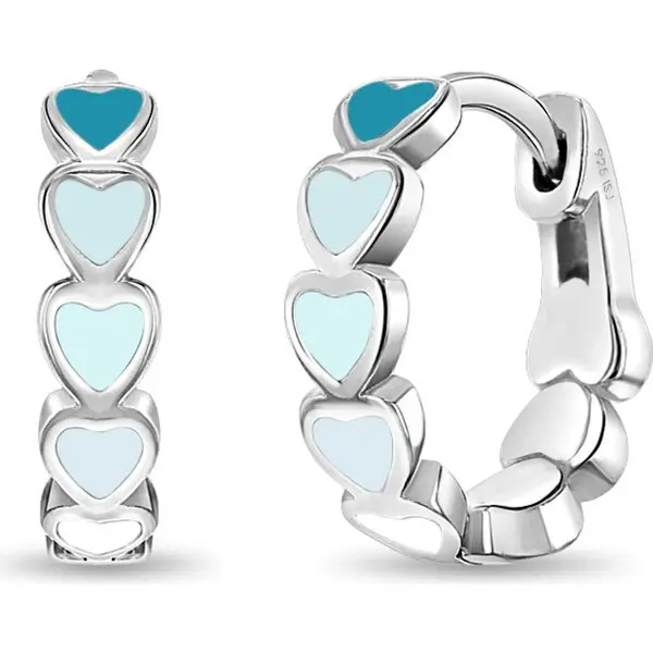 IN SEASON JEWELRY Heart Cascade Huggie Hoop Earrings - Blue