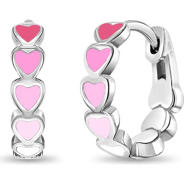 IN SEASON JEWELRY Heart Cascade Huggie Hoop Earrings - Pink
