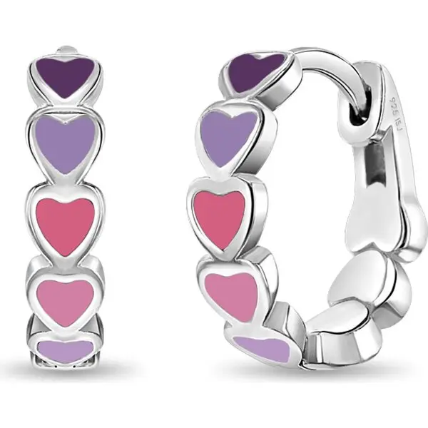 IN SEASON JEWELRY Heart Cascade Huggie Hoop Earrings - Purple