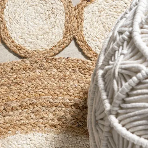 JONATHAN Y Skye Two-tone Jute Circle Border Round Area Rug