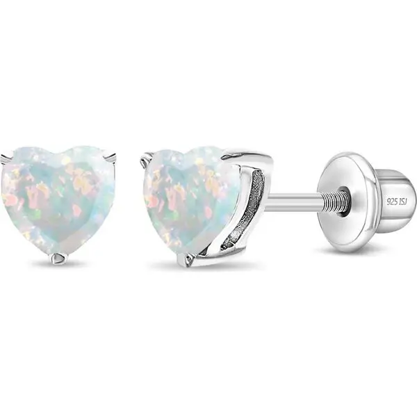 IN SEASON JEWELRY Heart Simulated Stud Earrings - Opal