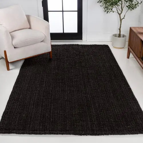 JONATHAN Y Pata Hand Woven Chunky Jute Area Rug - Black