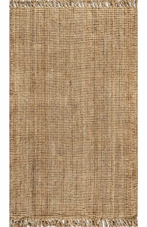 JONATHAN Y Pata Hand Woven Chunky Jute With Fringe Area Rug - Natural