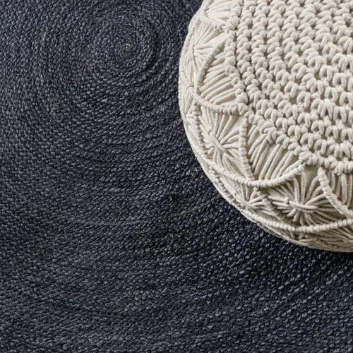 JONATHAN Y Zara Braided Coastal Cottage Round Jute Round Area Rug - Navy