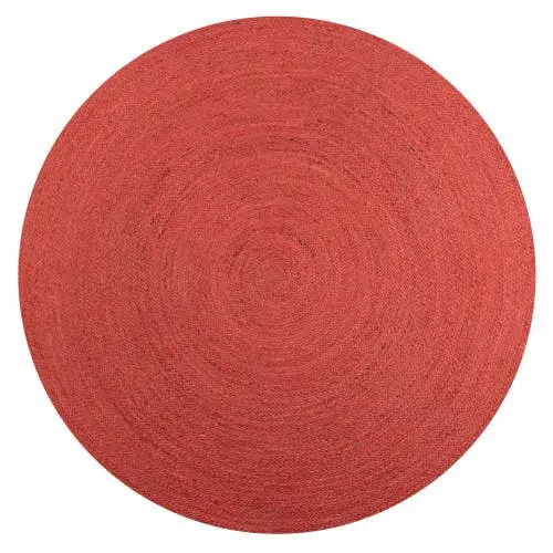 JONATHAN Y Zara Braided Coastal Cottage Round Jute Round Area Rug - Red