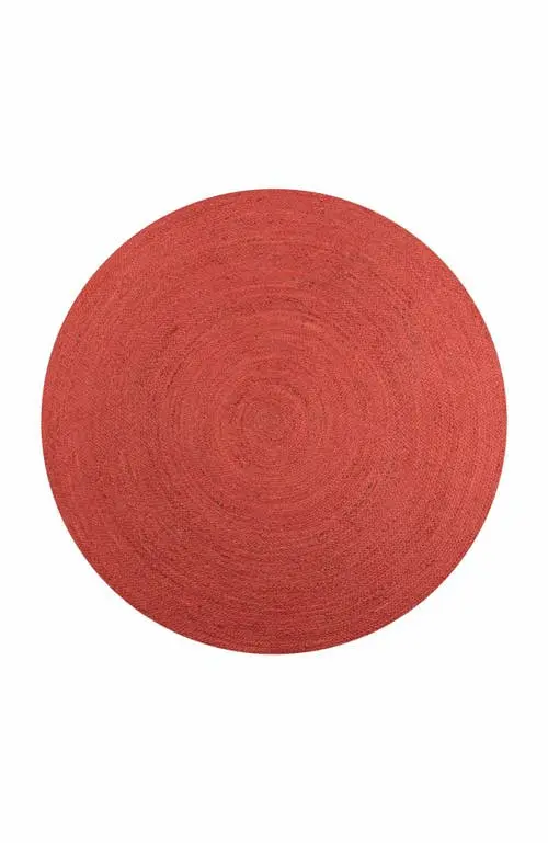 JONATHAN Y Zara Braided Coastal Cottage Round Jute Round Area Rug - Red