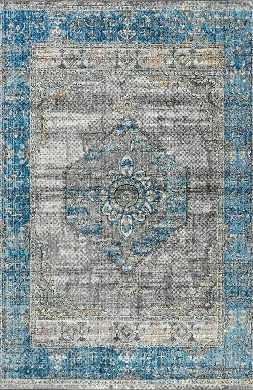 JONATHAN Y Anatolia Vintage Medallion Peacock Area Rug - Peacock Blue/gray