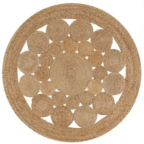 JONATHAN Y Cassia Round Jute Boho Circle Round Area Rug - Natural