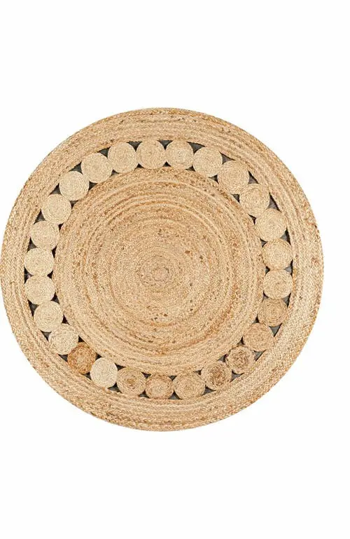JONATHAN Y Dahlia Round Jute Boho Circle Round Area Rug - Natural