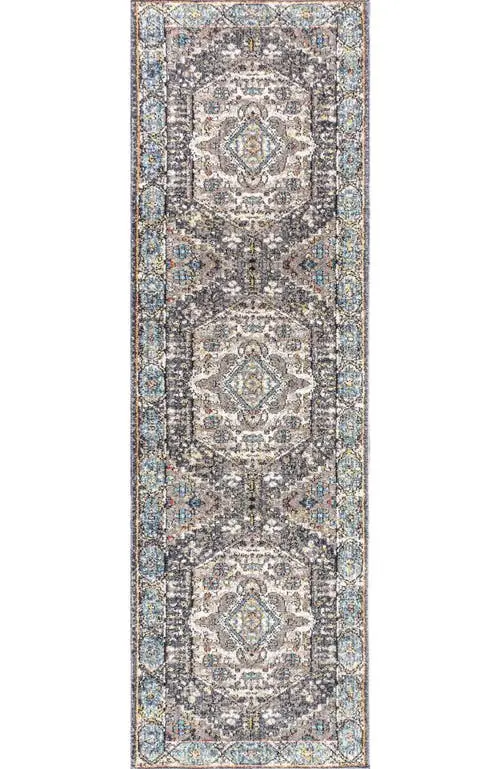 JONATHAN Y Kesan Vintage Medallion Area Rug - Charcoal Gray/ivory