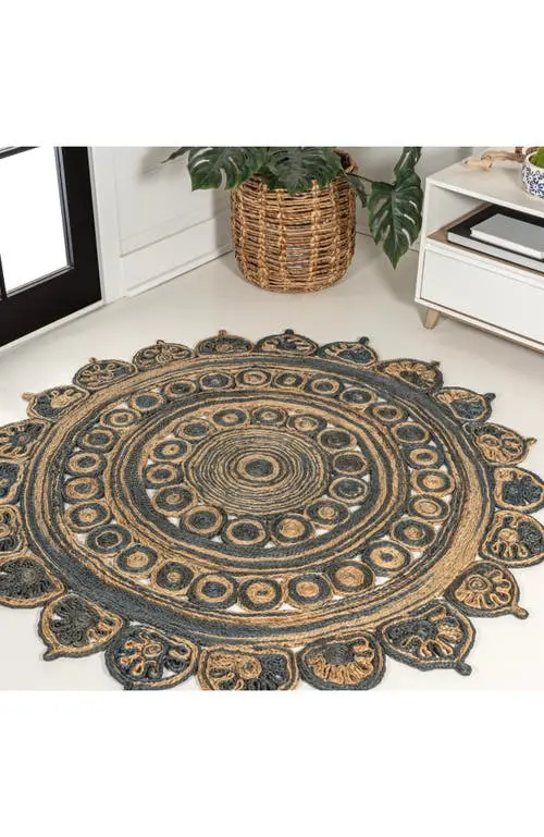 JONATHAN Y Flora Medallion Contemporary Bohemian Round Jute Round Area Rug
