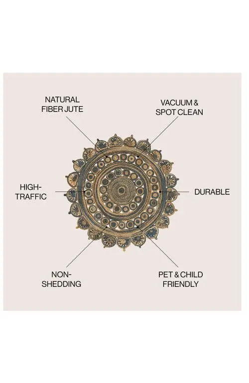 JONATHAN Y Flora Medallion Contemporary Bohemian Round Jute Round Area Rug