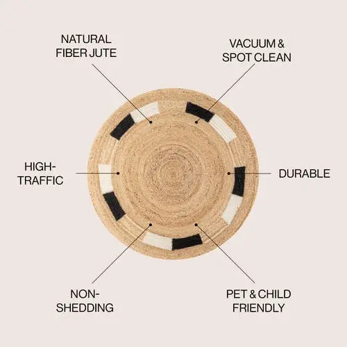 JONATHAN Y Porto Geometric Jute Circle Round Area Rug