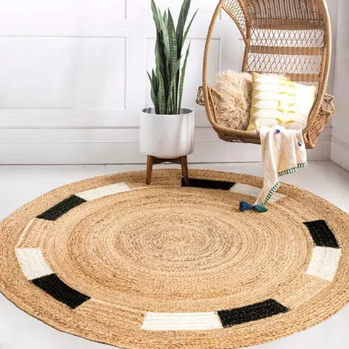 JONATHAN Y Porto Geometric Jute Circle Round Area Rug
