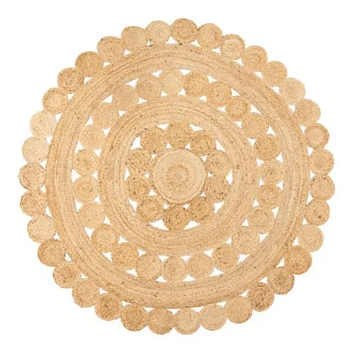 JONATHAN Y Daisy Hippy Jute Medallion Circle Round Area Rug - Natural