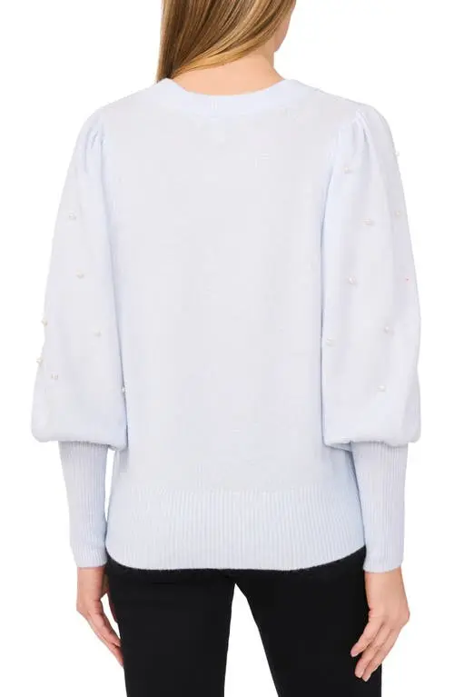 CECE DUPRAZ Faux Pearl Juliet Sleeve Sweater