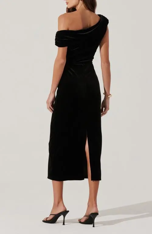 Astr The Label One-Shoulder Velvet Midi Dress In Black - 25% Off |  Editorialist