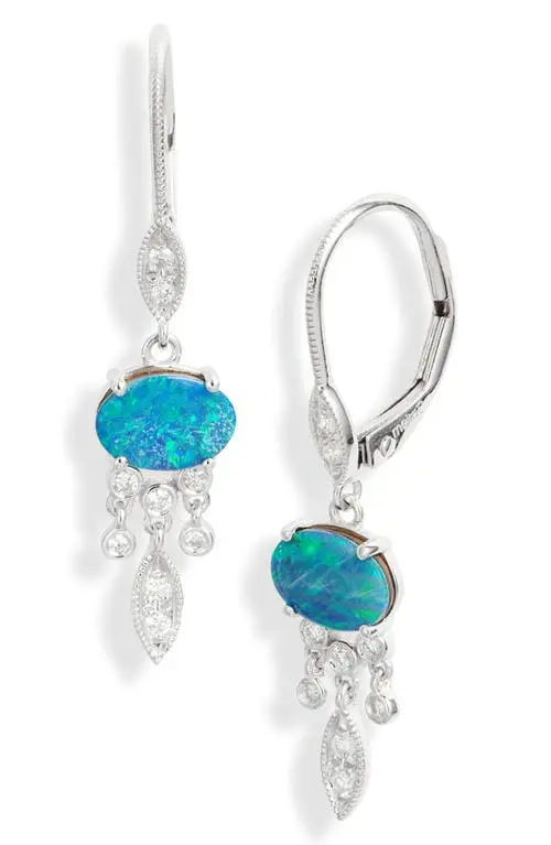 Meira T Diamond And Opal Drop Earrings