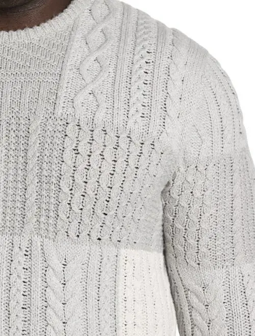 OAK HILL PREMIUM BY DXL Big & Tall Patchwork Crewneck Sweater