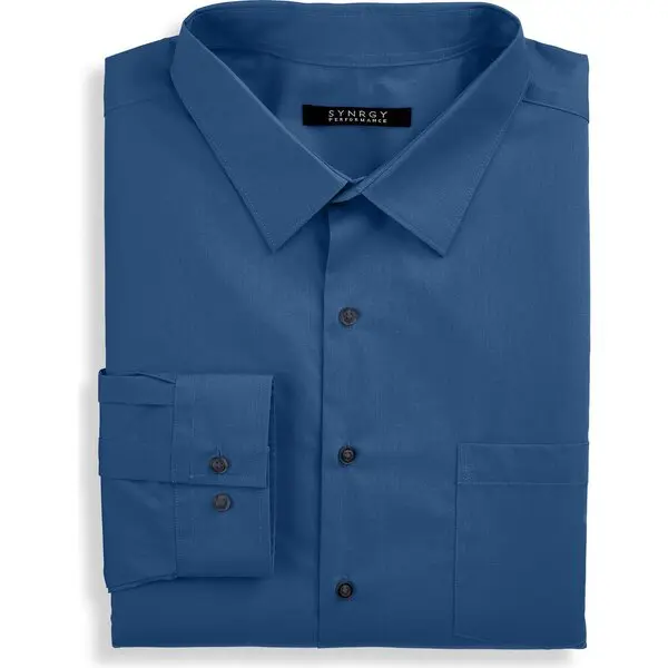 SYNRGY BY DXL Big & Tall Performance Heather Dress Shirt - Dark Blue
