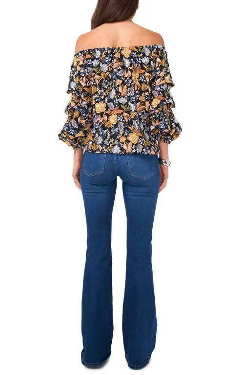 Vince Camuto Floral Off-the-shoulder Blouse - Rich Black