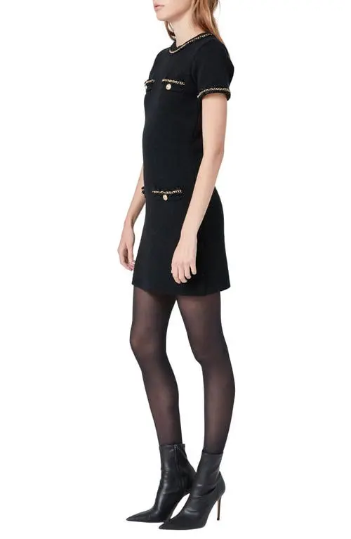 Endless Rose Chain Trim Sweater Mini Dress - Black