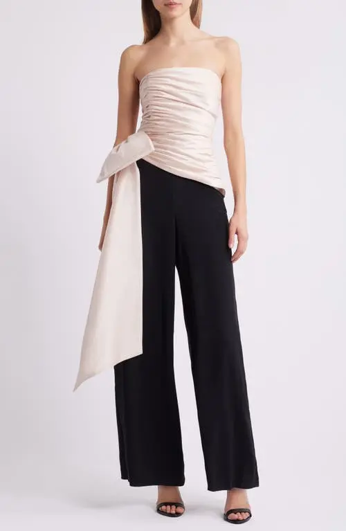 HUTCH Ruched Strapless Jumpsuit - Champagne/ Black