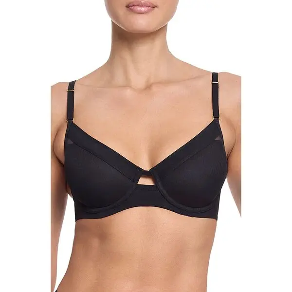 Hanky Panky Underwire Lined Mesh Plunge Bra - Black