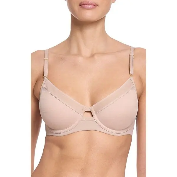 Hanky Panky Underwire Lined Mesh Plunge Bra - Chai