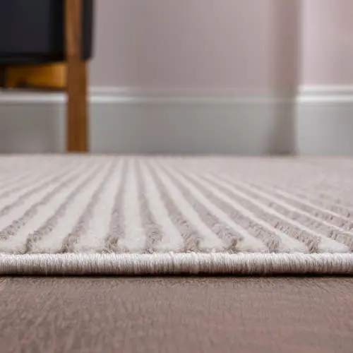 JONATHAN Y Cole Modern Minimalist Pinstripe High-low Area Rug - Cream/silver