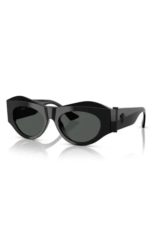 Versace 52mm Oval Sunglasses - Black Grey
