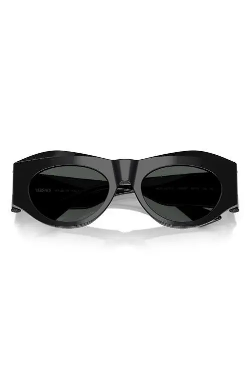 Versace 52mm Oval Sunglasses - Black Grey