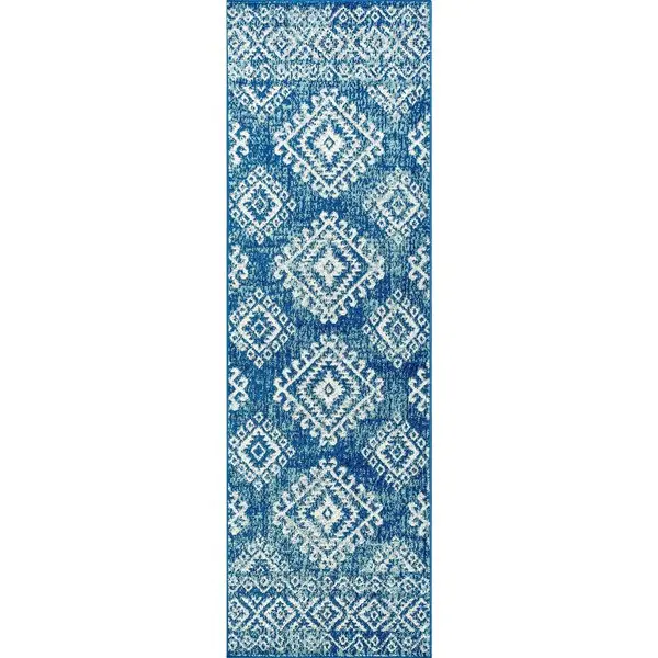 JONATHAN Y Moroccan Hype Boho Vintage Area Rug - Blue/white