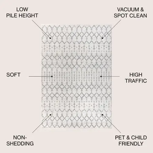 JONATHAN Y Moroccan Hype Boho Vintage Diamond Area Rug - Cream/gray