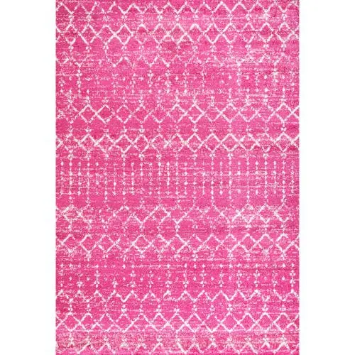 JONATHAN Y Moroccan Hype Boho Vintage Diamond Area Rug - Fuchsia/ivory