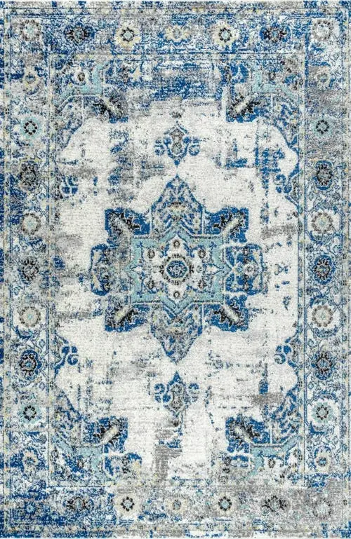 JONATHAN Y Modern Persian Boho Vintage Medallion Area Rug - Ivory/blue