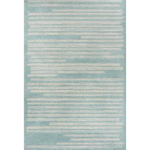 JONATHAN Y Khalil Modern Berber Stripe Area Rug - Turquoise/cream