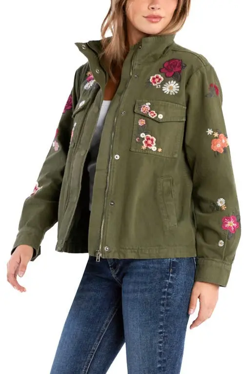 BILLY T Floral Embroidered Zip-up Jacket