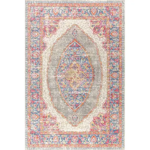 JONATHAN Y Kilia Medallion Area Rug - Fuchsia/mustard/indigo