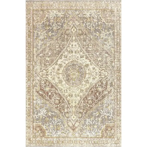 JONATHAN Y Petras Modern Ornate Medallion Area Rug - Gray/brown
