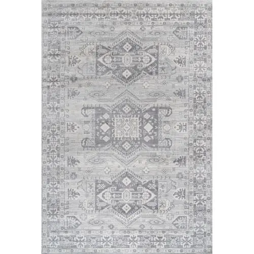 JONATHAN Y Modern Persian Vintage Medallion Area Rug - Light Grey