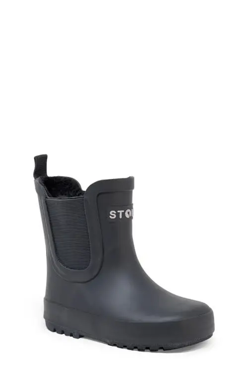STONZ Faux Fur Lined Waterproof Rain Boots - Black