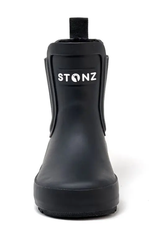 STONZ Faux Fur Lined Waterproof Rain Boots - Black
