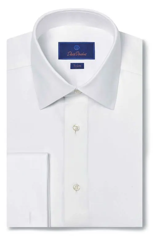 David Donahue Trim Fit Performance Twill Formal Shirt - White