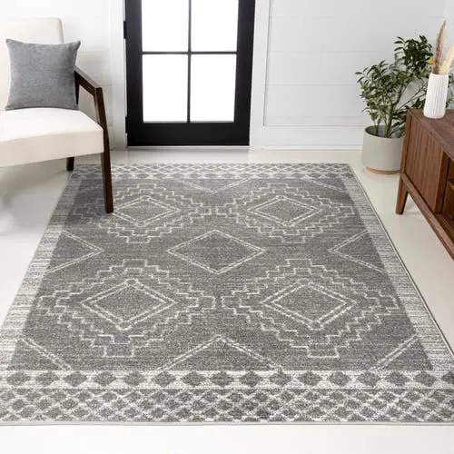 JONATHAN Y Amir Moroccan Beni Souk Area Rug - Gray/cream