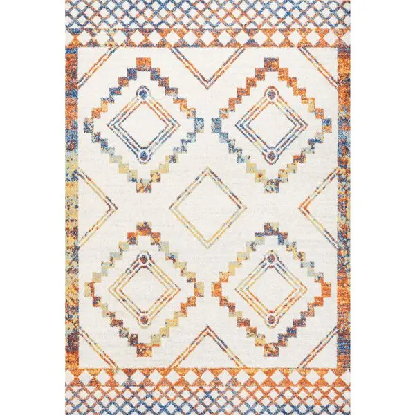 JONATHAN Y Amir Moroccan Beni Souk Area Rug - Ivory/blue/orange