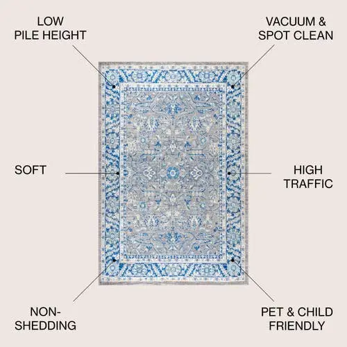 JONATHAN Y Modern Persian Boho Vintage Area Rug - Gray/navy