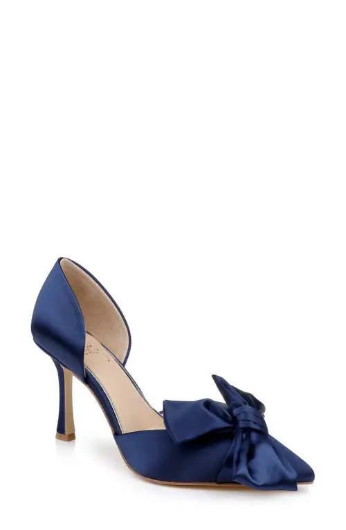 Badgley Mischka Sidney Pointed Toe D'orsay Pump - Navy Satin