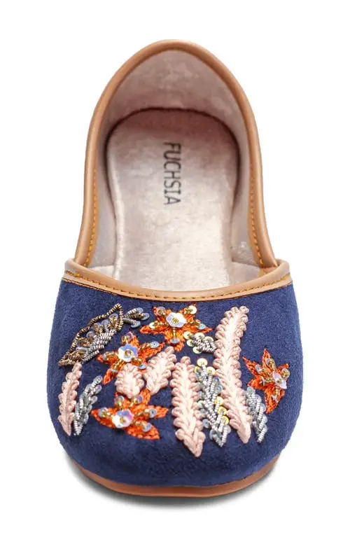 FUCHSIA Paris Embroidered Jutti Flat